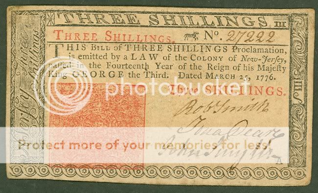 1776 Three Shilling New Jersey Colonial Note | Coin Talk